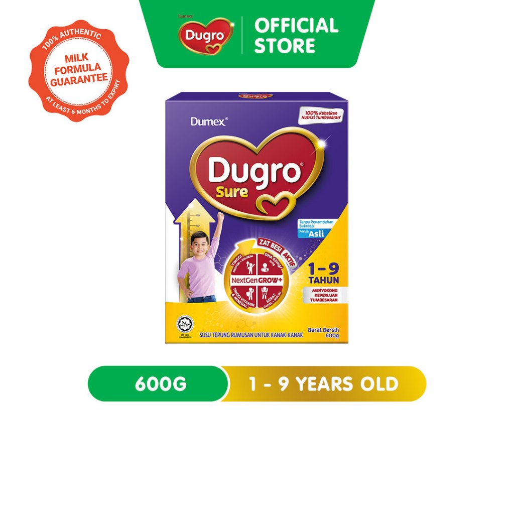 Dumex Dugro Sure Original/Asli Tailored Nutrition Milk Formula 1-9 years (600g) (Susu, Milk ...