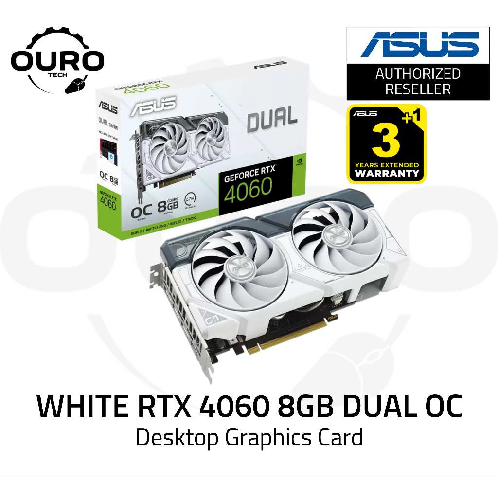 ASUS NVIDIA GEFORCE RTX 4060 WHITE OC EDITION 8GB GDDR6 DUAL FAN ...