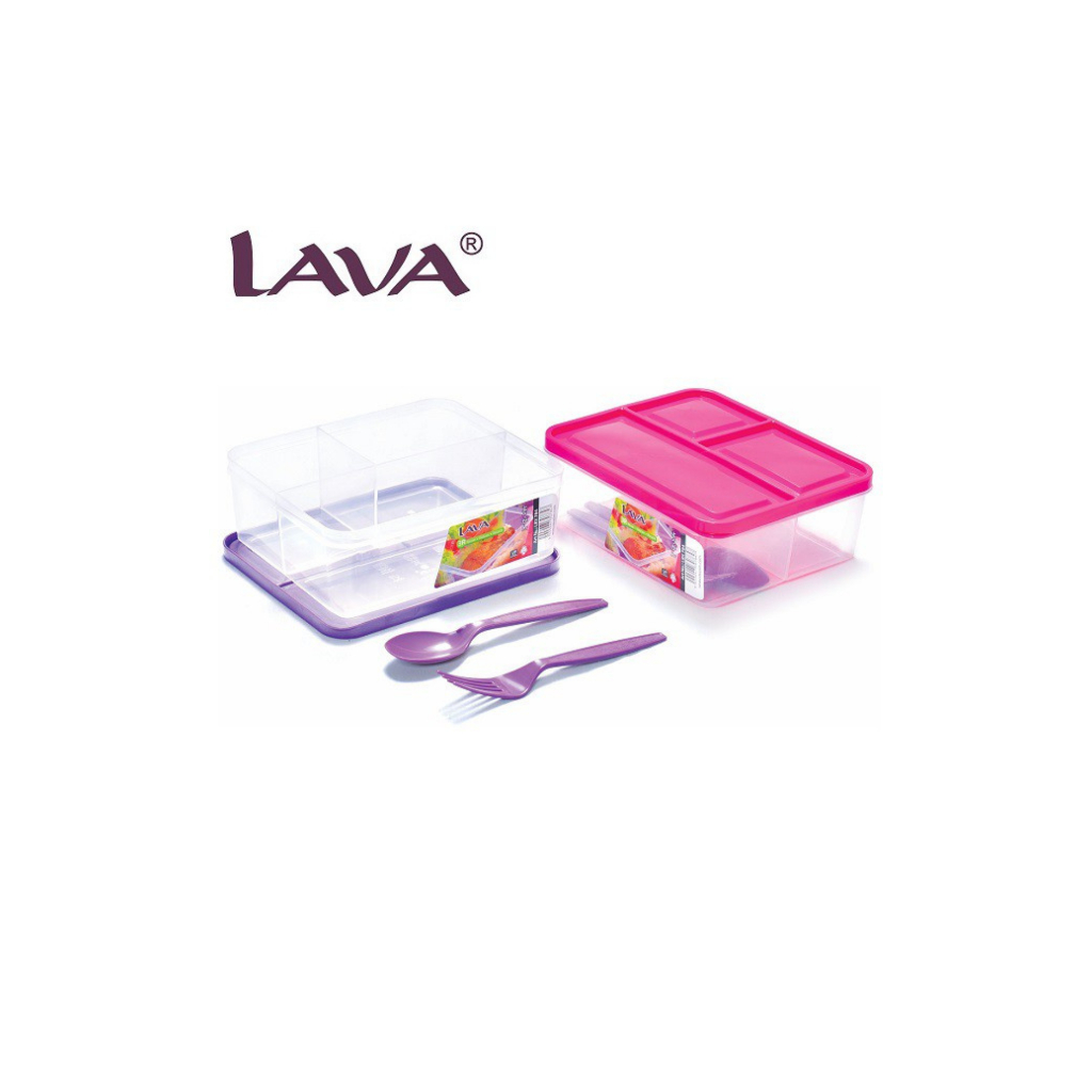 Lava 3 Compartment Lunch Box [FREE spoon & fork] -LBX 784 -RANDOM ...