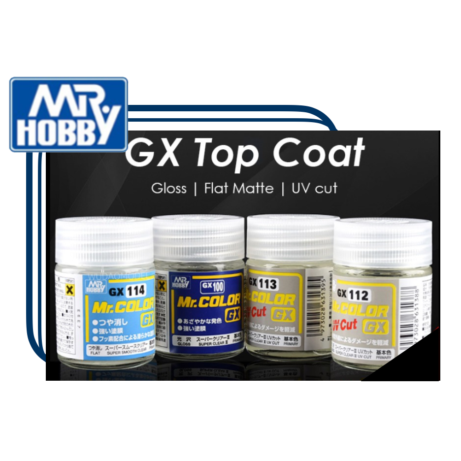 Mr Hobby Color GX Top Coat 18ml Super Clear III UV Cut Gloss Flat GX100 GX112 GX113 GX114 Super ...