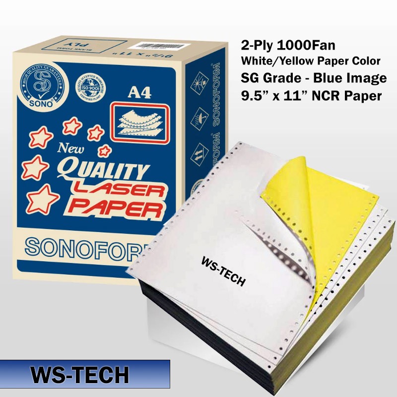 Computer Form 2 ply NCR ( 1000Fans ) - Black Image - White/Yellow Color ...