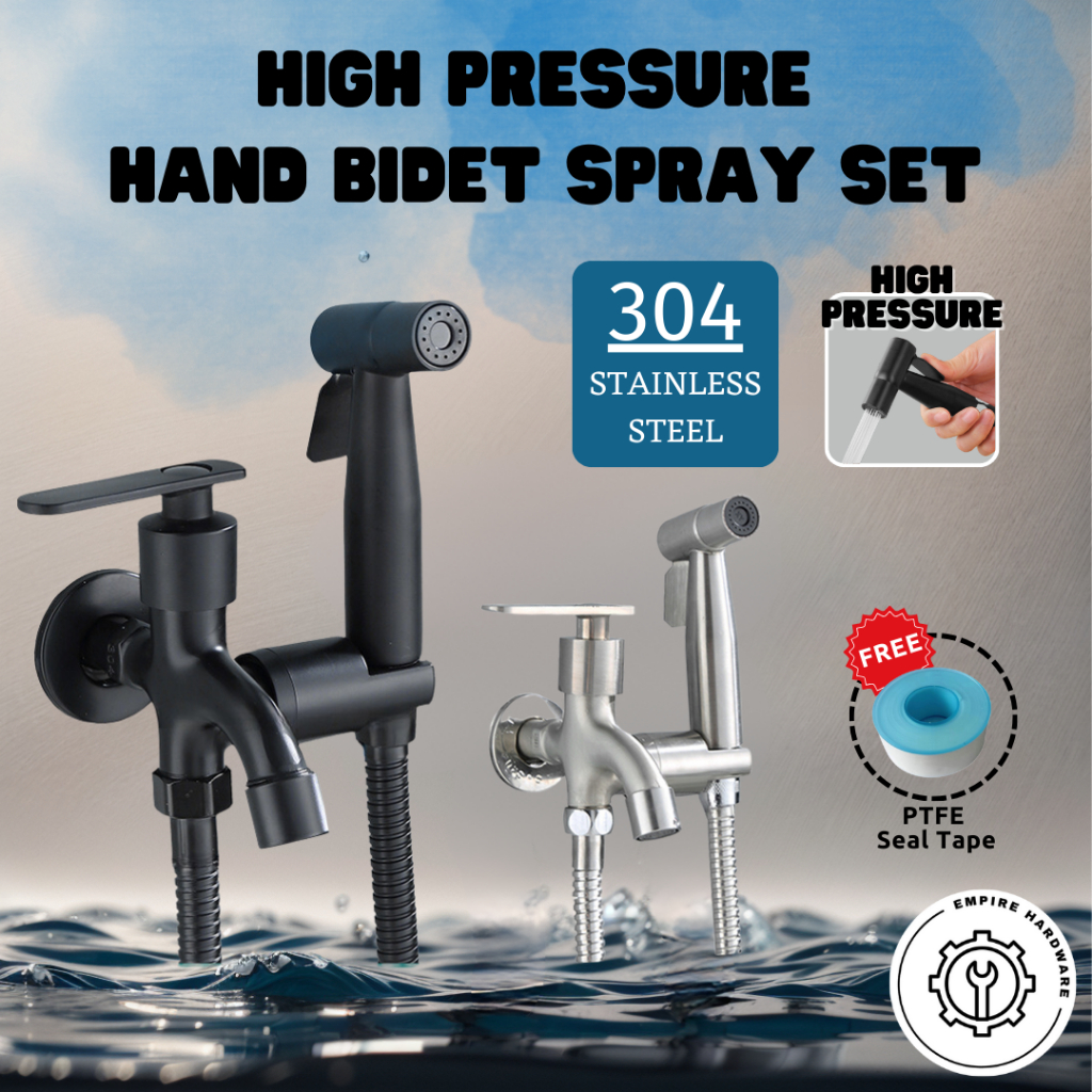 304 Stainless Steel Two Way Bidet Spray Set with Bidet Spray Holder and ...