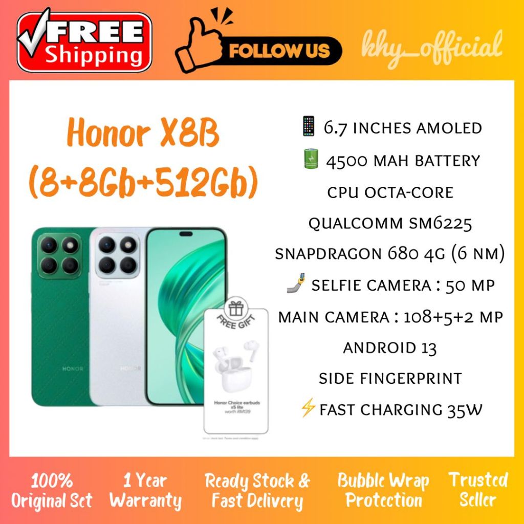 New Smartphone Original Honor X8b [ 8+8Gb Ram+512Gb Rom | 35W Honor ...