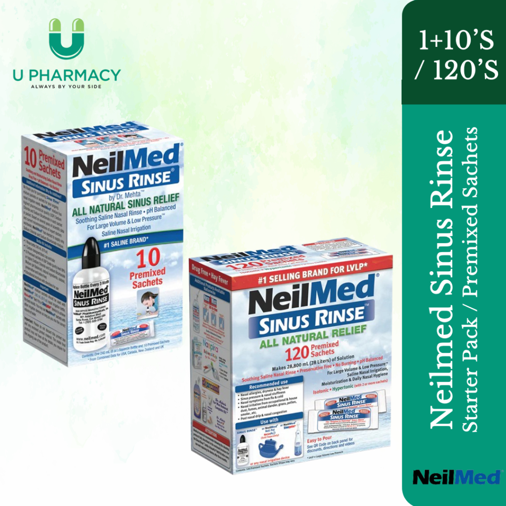 Neilmed Sinus Rinse Starter Kit (1 bottle + 10 sachets) / Premixed ...