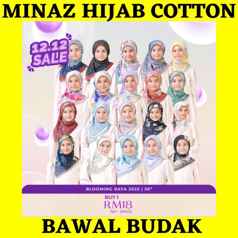 🔥HOT SELLING🔥MINAZ HIJAB TUDUNG BAWAL BUDAK COTTON PRINTED 2023 | Shopee Malaysia