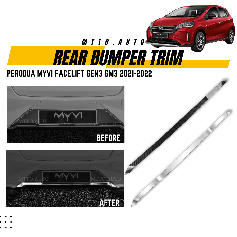 MTTO Perodua Myvi 2021-2022 Exterior Car Rear Bumper Trim Garnish Cover ...