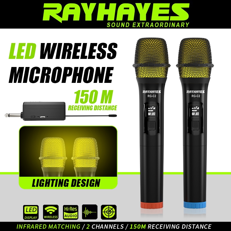 RAYHAYES Original Professional Wireless Microphone Dual Handheld ...