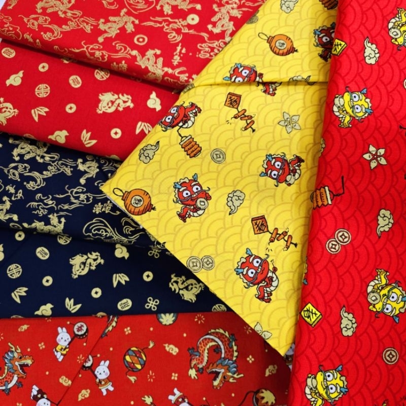 Dragon CNY 100% Cotton Fabric Cotton Fabric Cloth | Shopee Malaysia