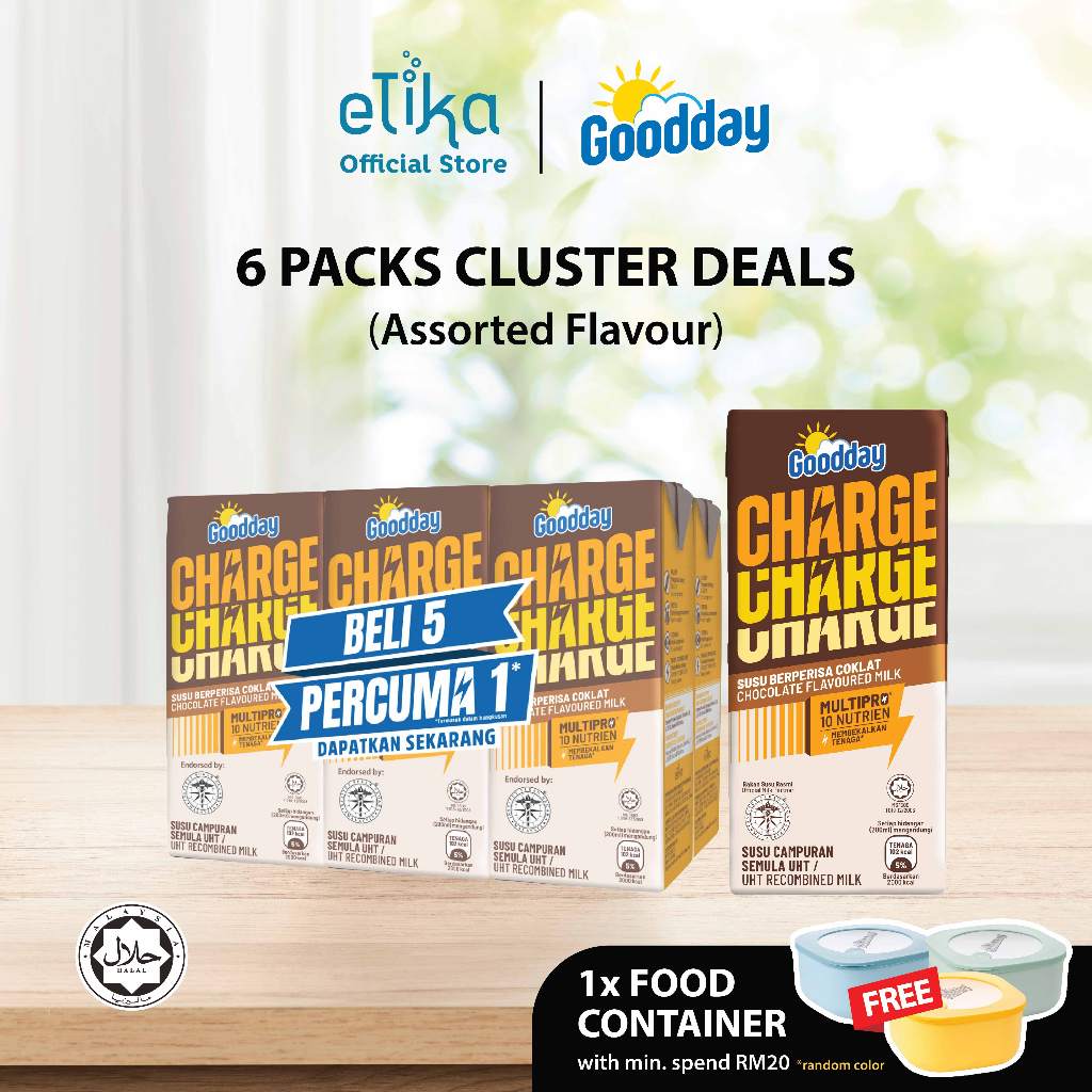 Goodday UHT Charge Chocolate Milk 6 packs/5+1 packs cluster x 200ml | Shopee Malaysia