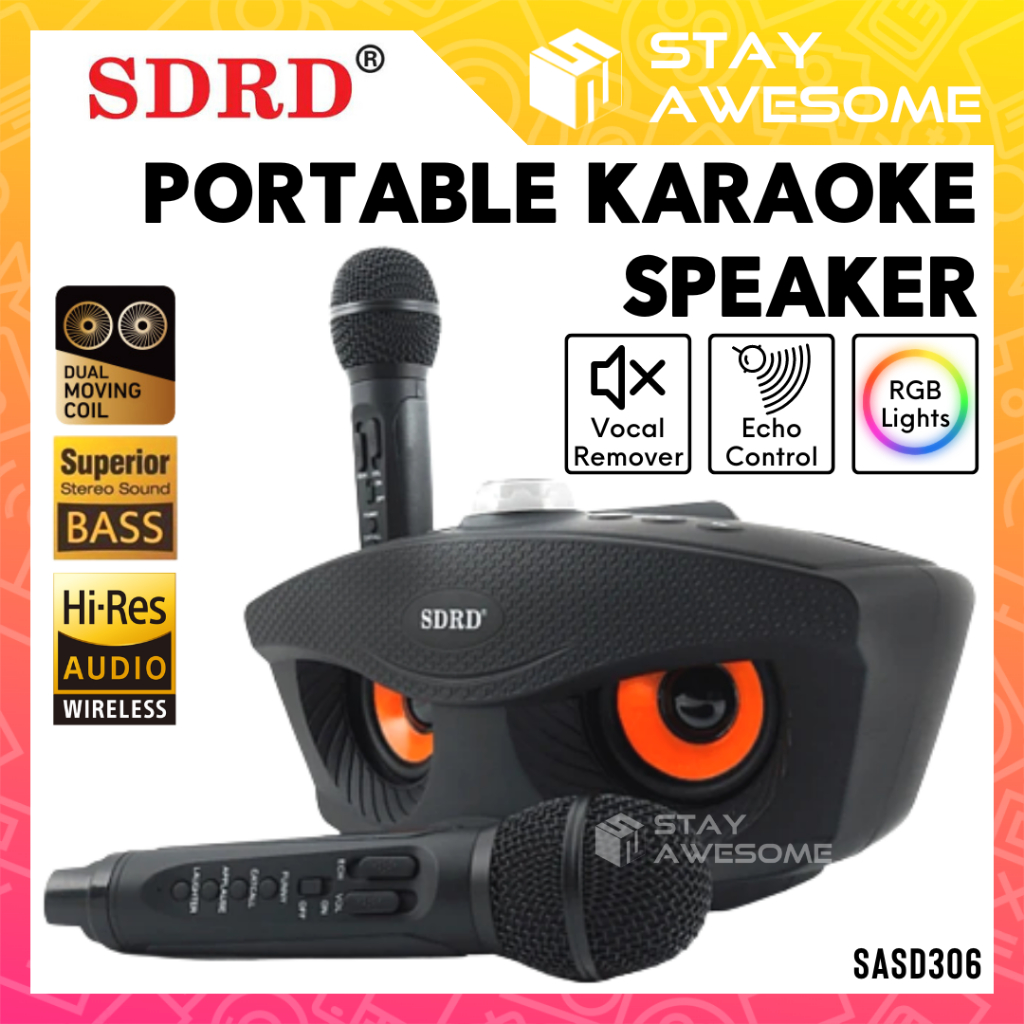 SDRD Portable RGB Speaker With Microphone Karaoke Speakers Bluetooth ...