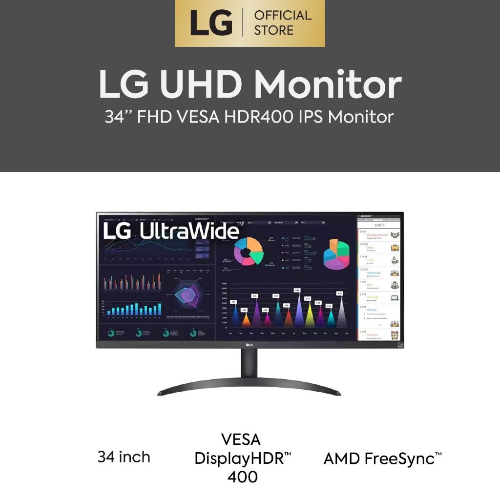 LG 34" 34WQ500 FHD IPS HDR10 100Hz AMD Freesync Ultrawide Monitor ...