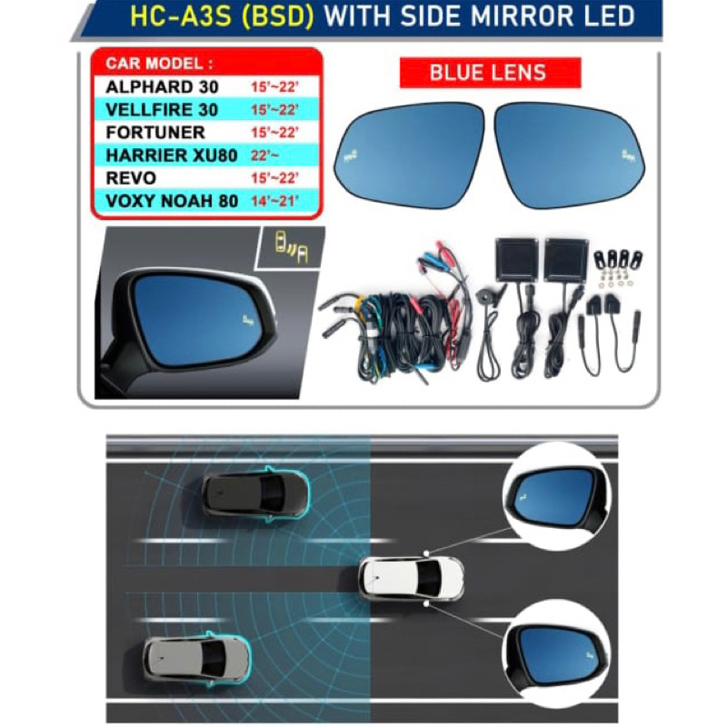 Toyota fortuner harrier voxy noah hilux BSM Blind Spot Monitoring Side ...