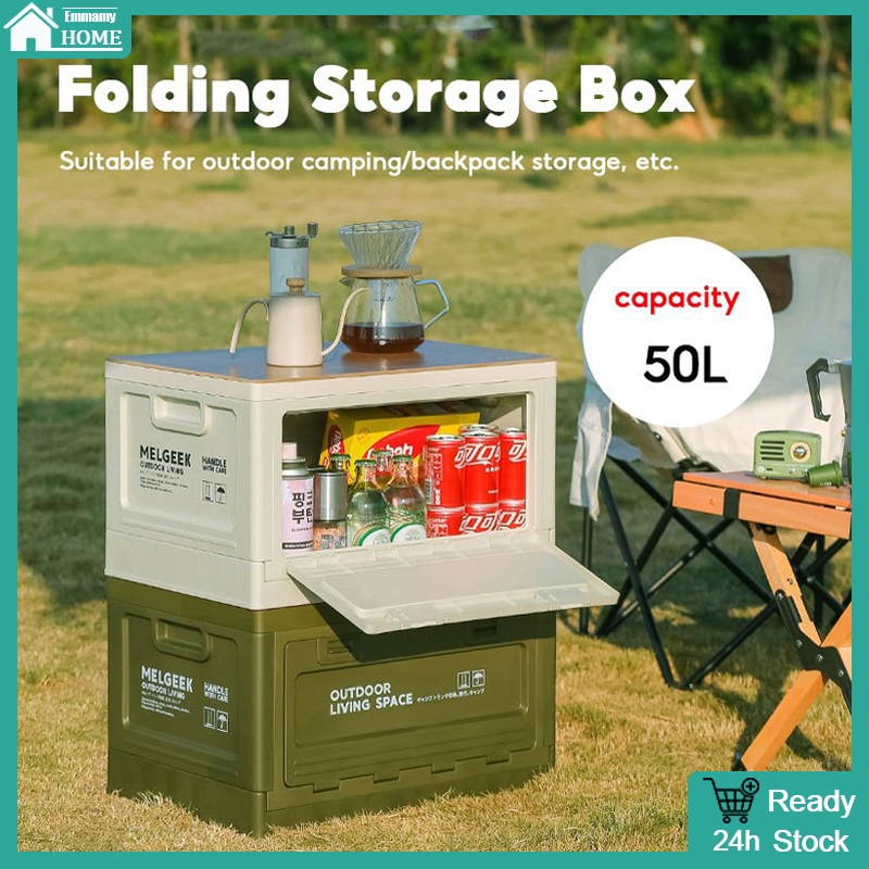 Emmamy--50L Camping Storage Box Foldable Camping Table Portable Outdoor ...