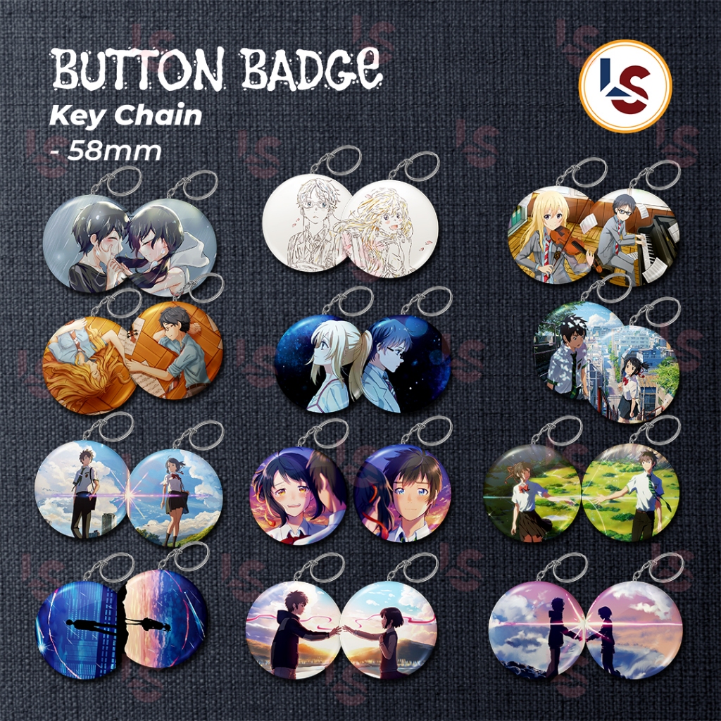 (Key Chain) Anime Couples Set Key Chain Button Badge for Couples | Size ...