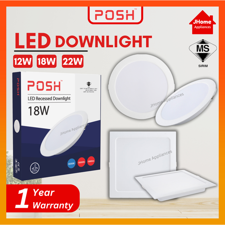 [SIRIM] POSH LED DOWNLIGHT 12W / 18W / 22W ( 5" / 6" / 8" ) ( ROUND ...