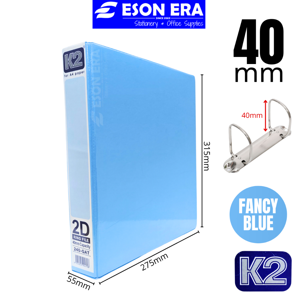 K2 2D PVC Ring File A4 25mm / 40mm / 50mm K2 GAT Colour File | Shopee ...