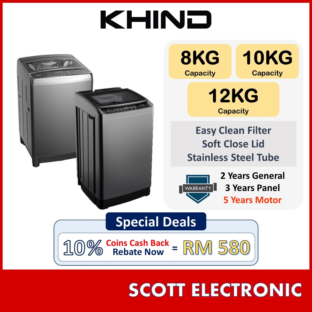 Delivery By Seller Kedah & Penang] Khind 8KG 10KG Fully Auto Washing ...