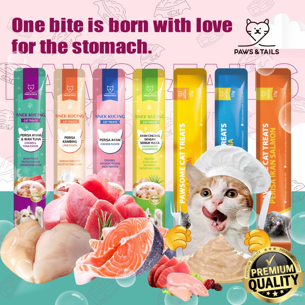 【PAWS&TAILS】Cat Stick Snack Makanan strip kucing 15g （Ready Stock ...