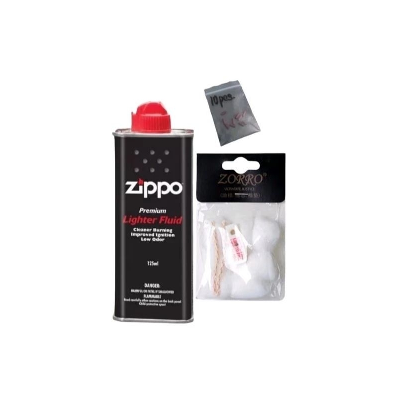 🔥Zippo Fluids 125ml+Zorro Cotton+Red Flints(10Pcs) | Shopee Malaysia