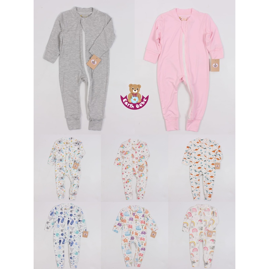 [EARTHBEBE] READY STOCK NEW BORN BABY COTTON BAMBOO SLEEPSUIT BAJU ...