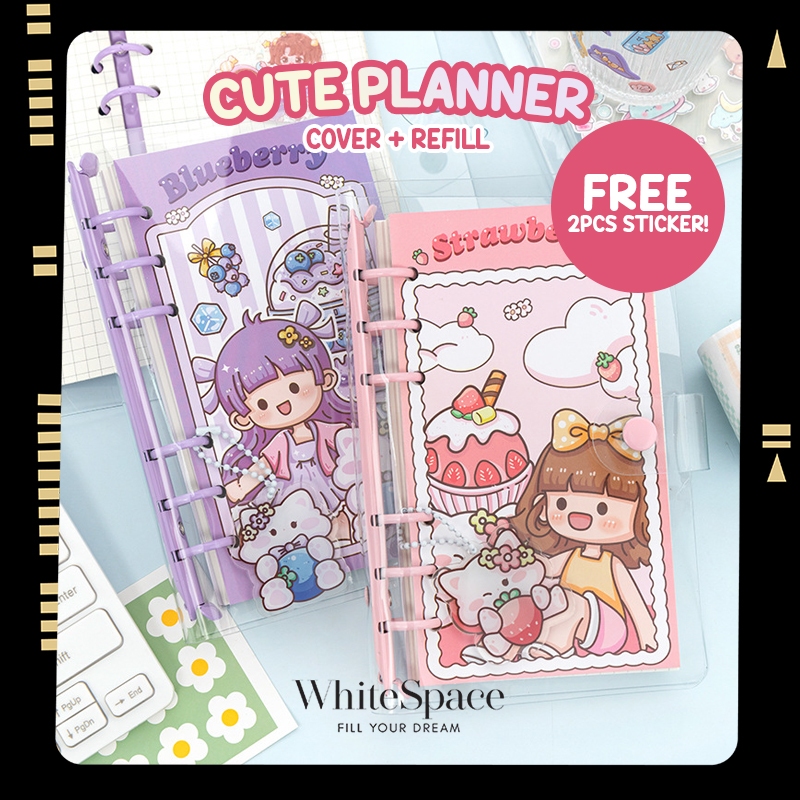 Whitespace A6 Cute Loose Leaf Planner with Keychain Buku Nota Comel ...