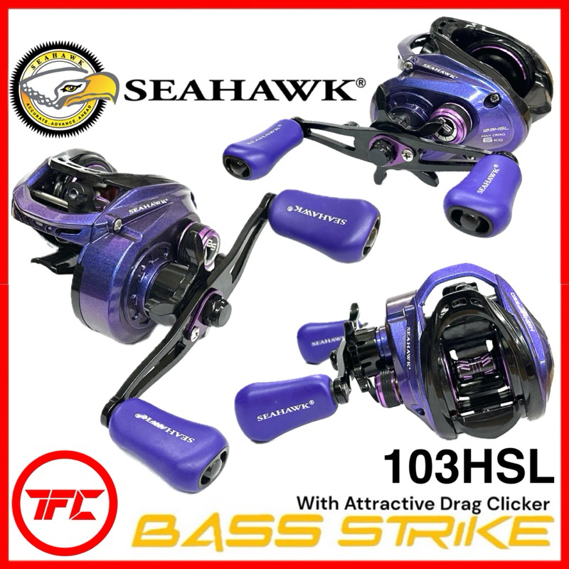 SEAHAWK Bass Strike 103HSL Baitcast Reel BC Baitcasting With Drag Clicker Sound BassStrike 103 ...