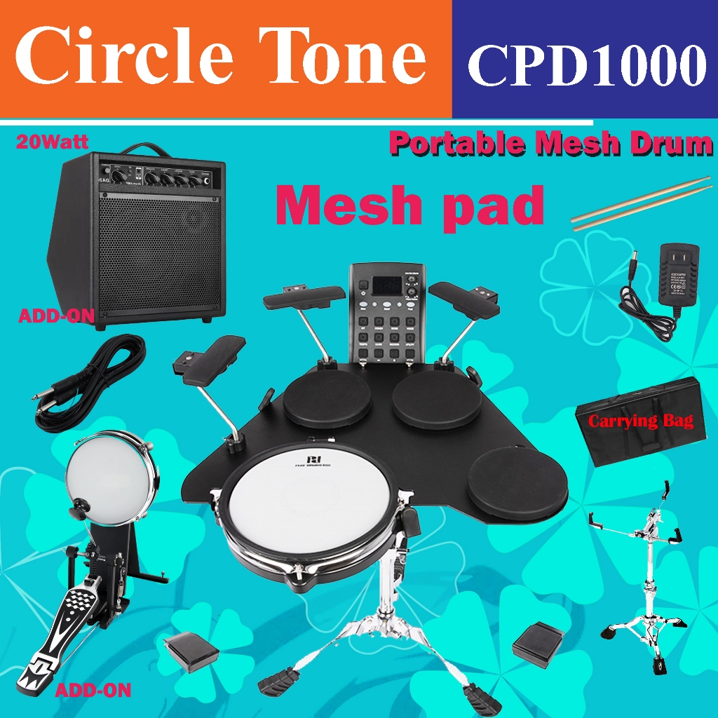 Tone Circle CPD1000 Electronic Electric Portable Digital Drum Drums pad ...