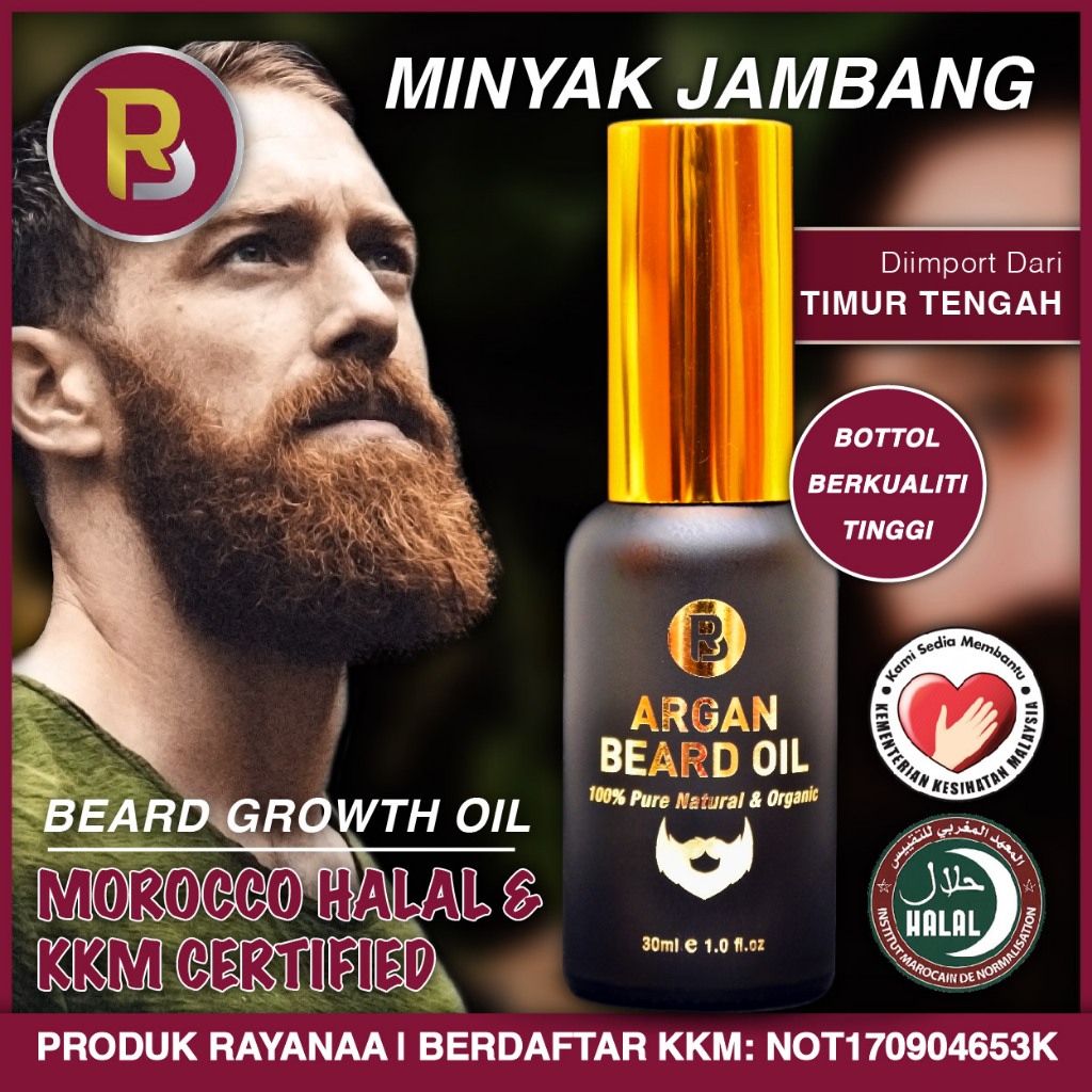 RAYANAA Moroccan Beard Oil - Minyak Jambang Halal / Misai / Kening ...