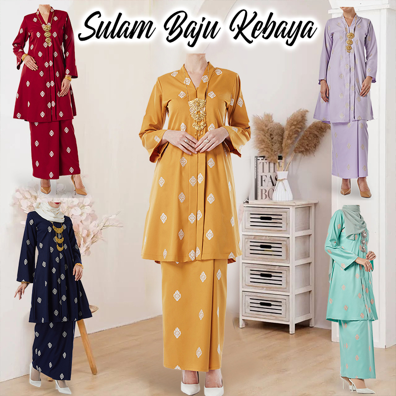 BAju Kurung Moden Sulam Baju Kebaya with Buttons Overlap Kurung ...