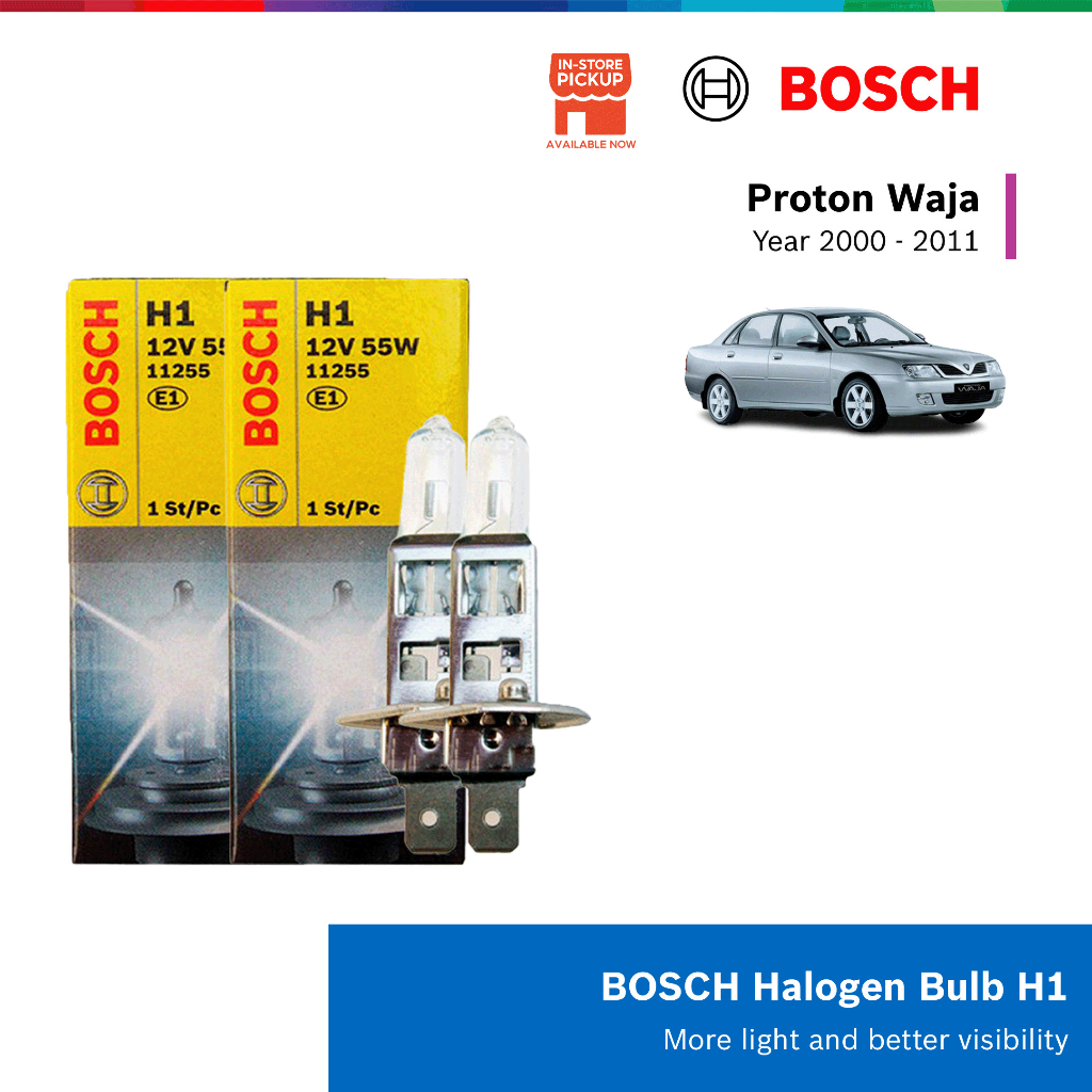 Bosch Halogen Headlight Bulb (55W) H1 set of 2 for Proton Waja | Shopee ...