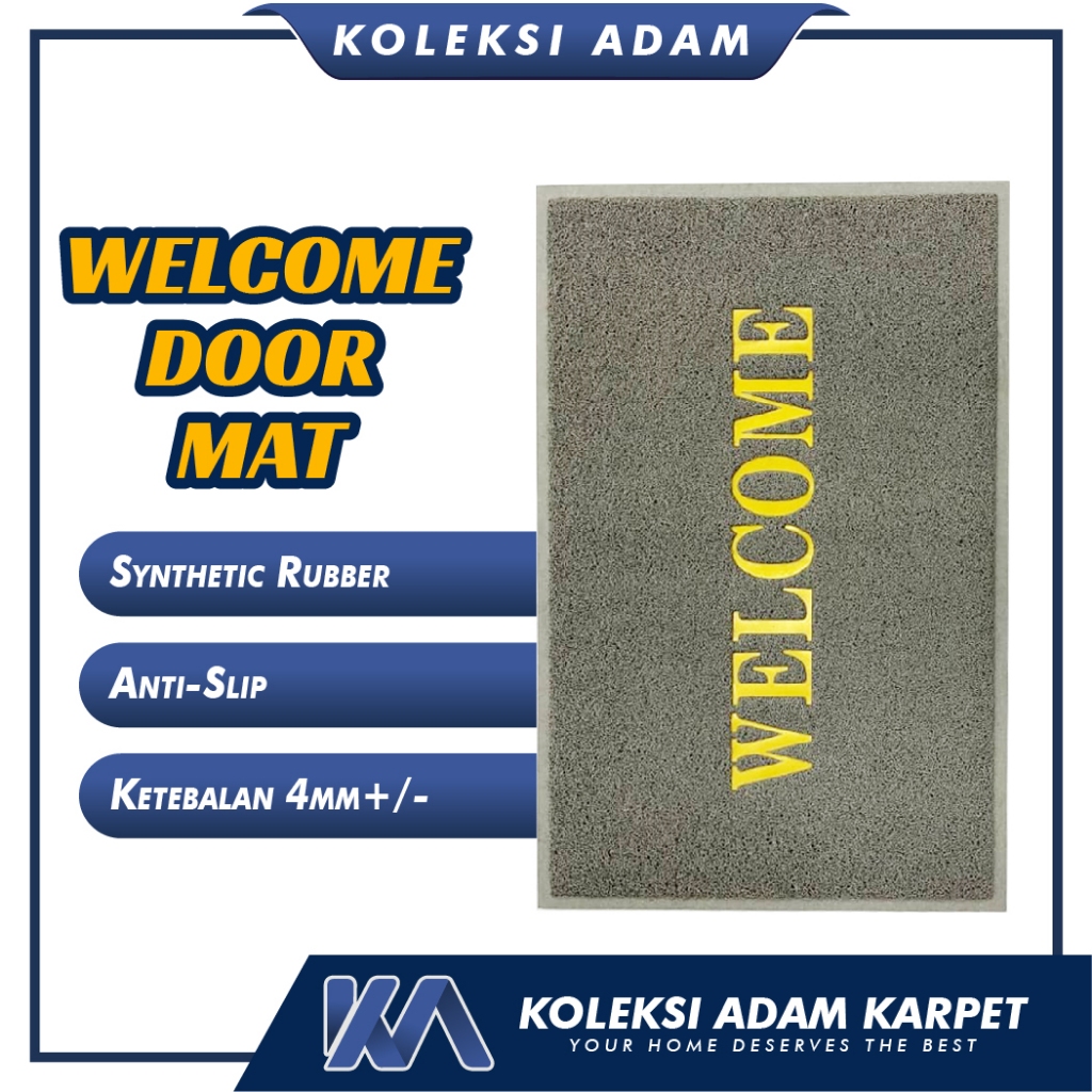 Welcome Door Mat (120cm x 180cm) Synthetic Rubber Floor Mat Alas Kaki ...