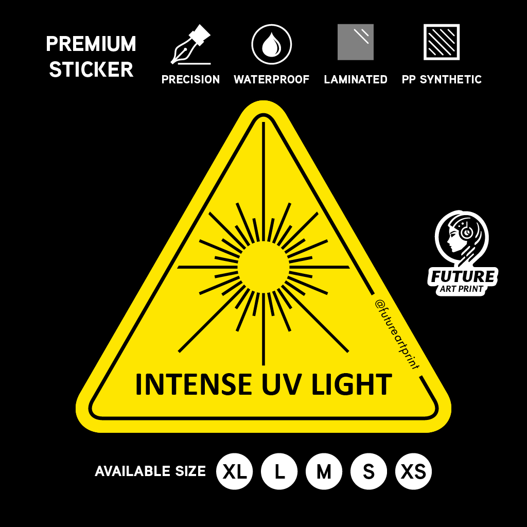 Intense Light. UV Ray Ultraviolet Bright Laser. Triangle Sticker Sign ...