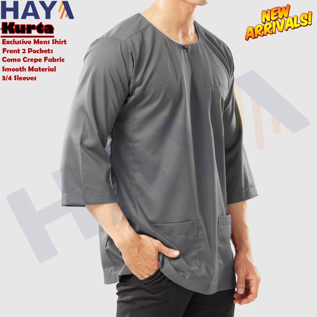 NEW ARRIVAL / MENS KURTA RAYA ¾ SLEEVES / IRONLESS KURTA LELAKI ...