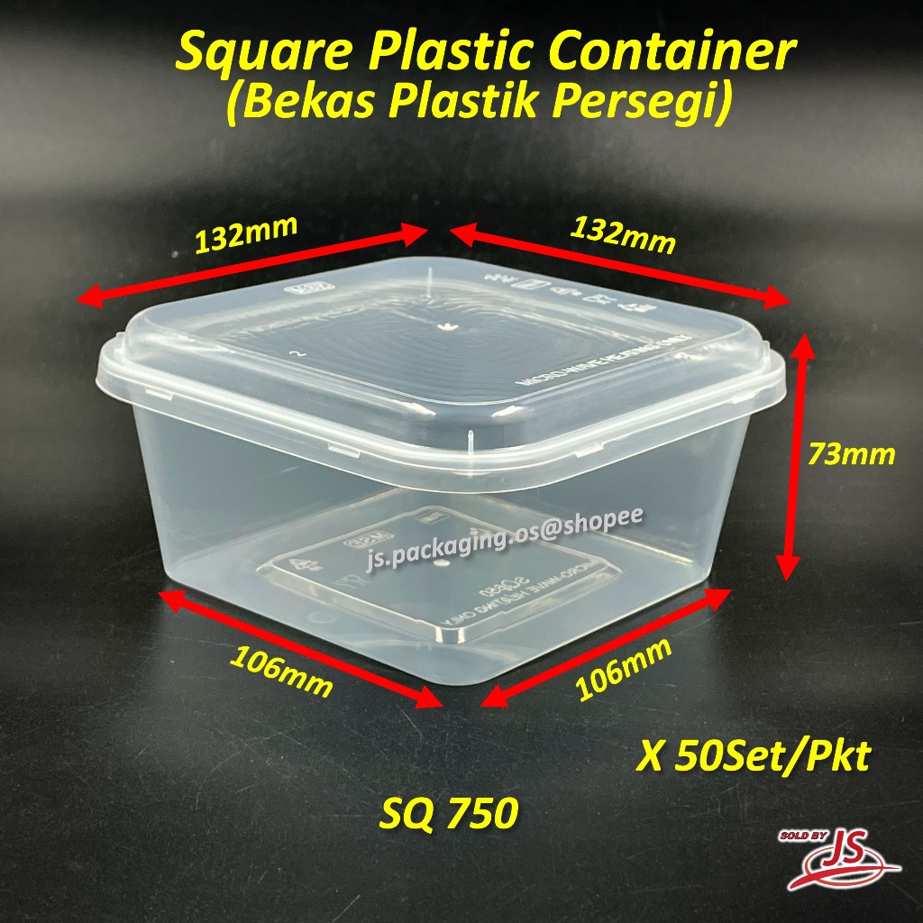 SQ 250/350/450/550/650/750 Square Disposable Plastic Food Container ...