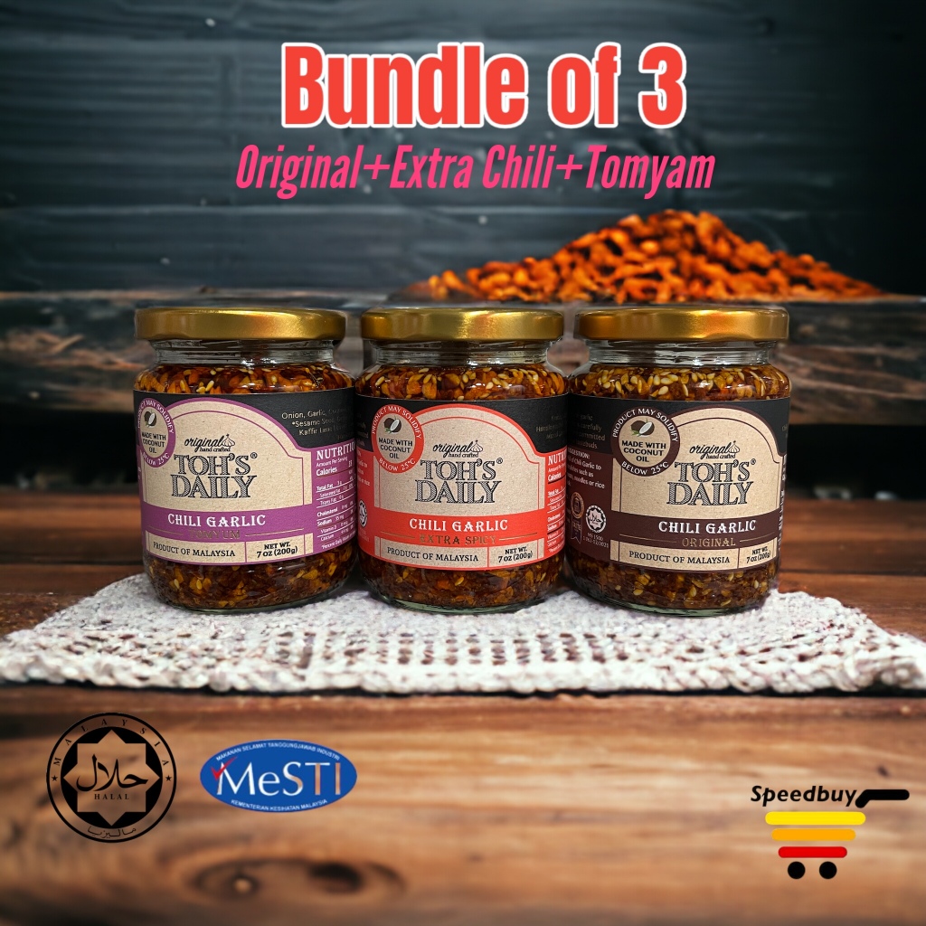 Toh's Chili BUNDLE OF 3 SET 200g x 3 (Original + Tom Yam + Extra Chili ...