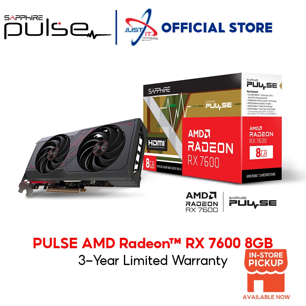 SAPPHIRE PULSE AMD Radeon RX 7600 Gaming 8GB GDDR6 GRAPHICS CARD ( SAP ...
