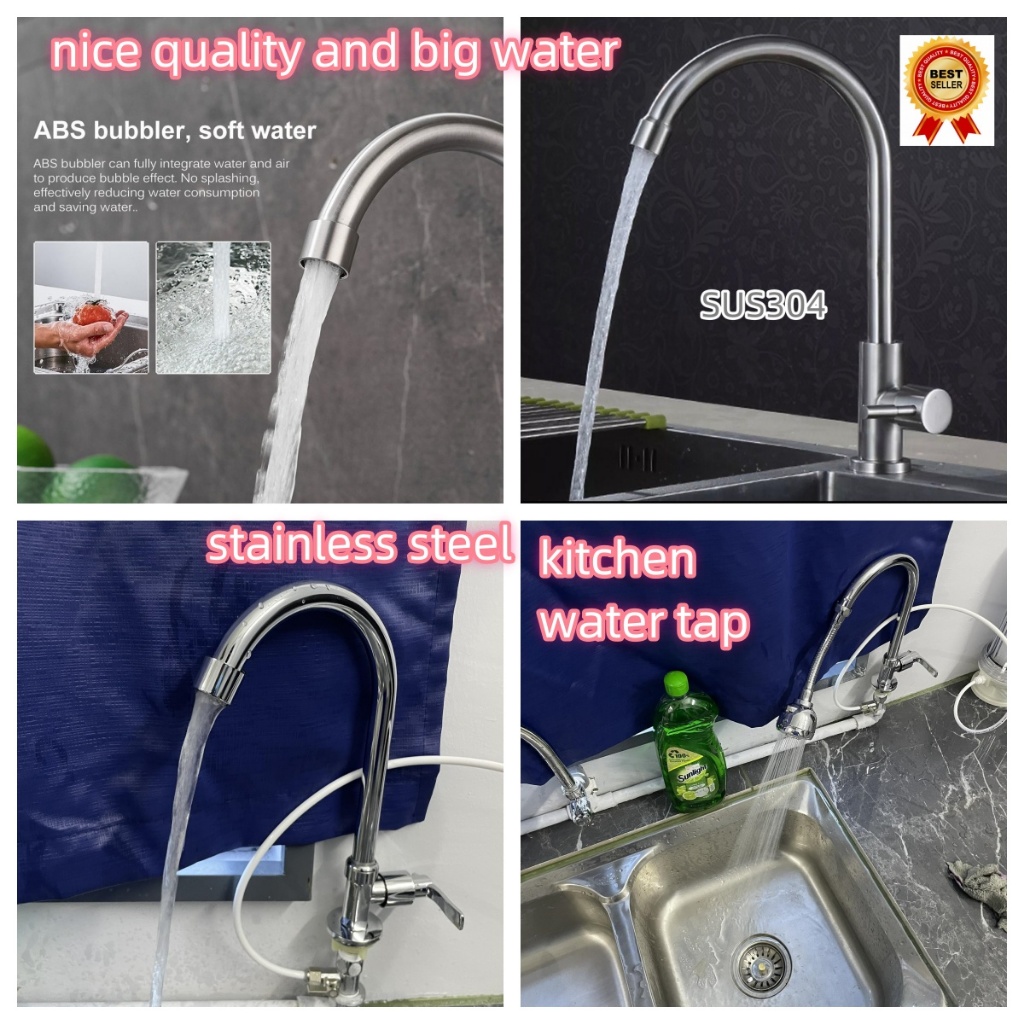 STAINLESS STEEL SUS304 KITCHEN BASIN SINK TAP FAUCET WATER TAP / WALL ...