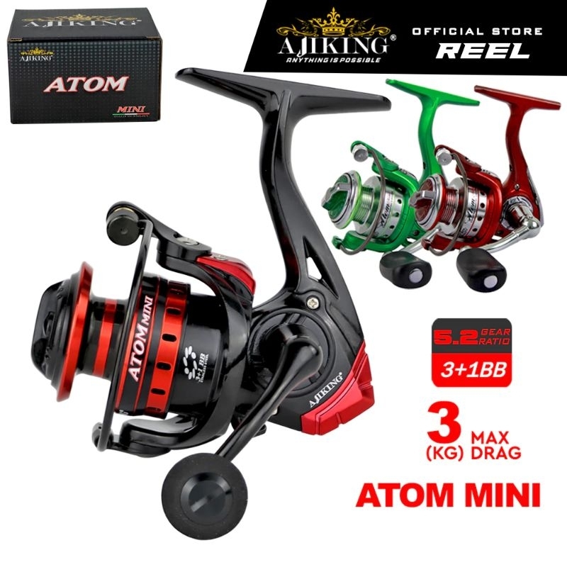 Mesin Pancing 3.0kg UL Ajiking Atom Mini ULTRALIGHT Spinning Fishing ...
