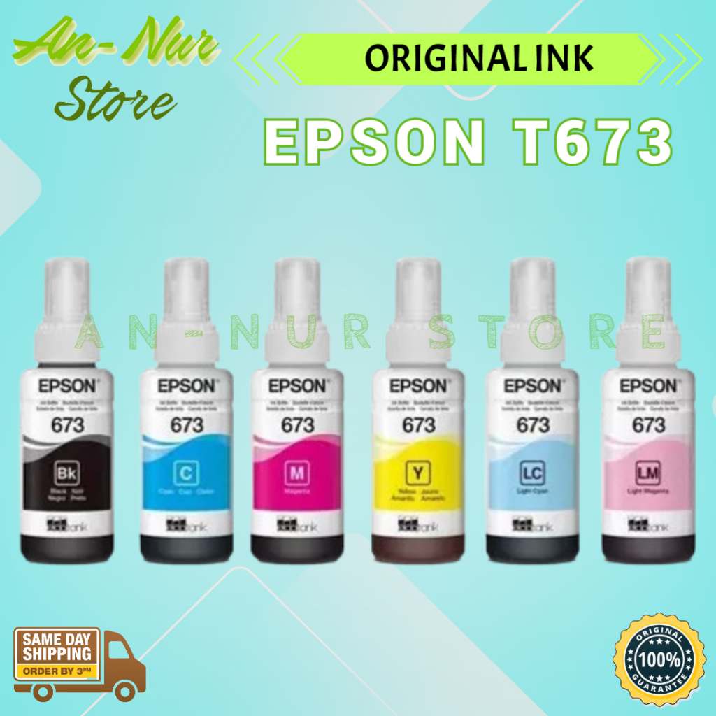 Original Epson T673 Refill Ink Bulk Set 6C For Printer L800 L805 L850 ...