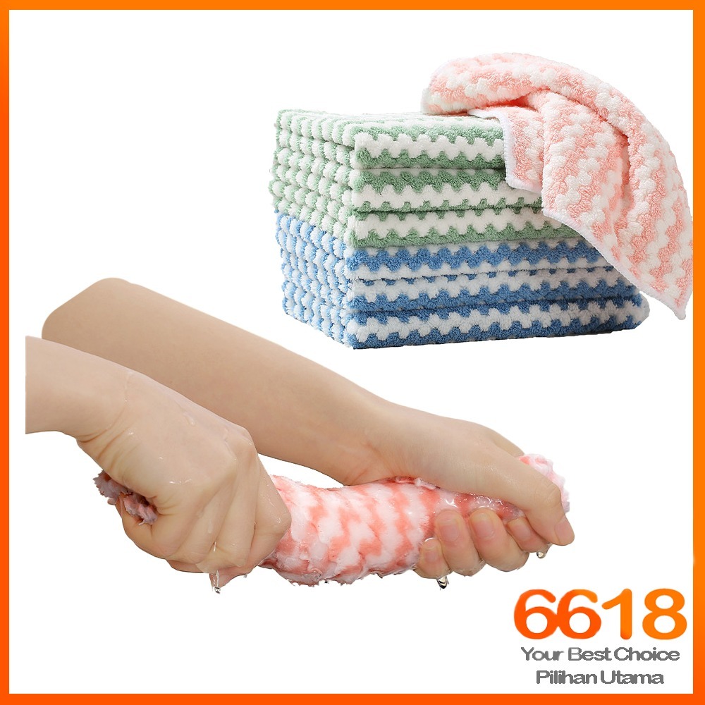 Zick-Zack Cloth Dapur Tebal Penyerap Kuat Berjalur Pembersihan Karang ...