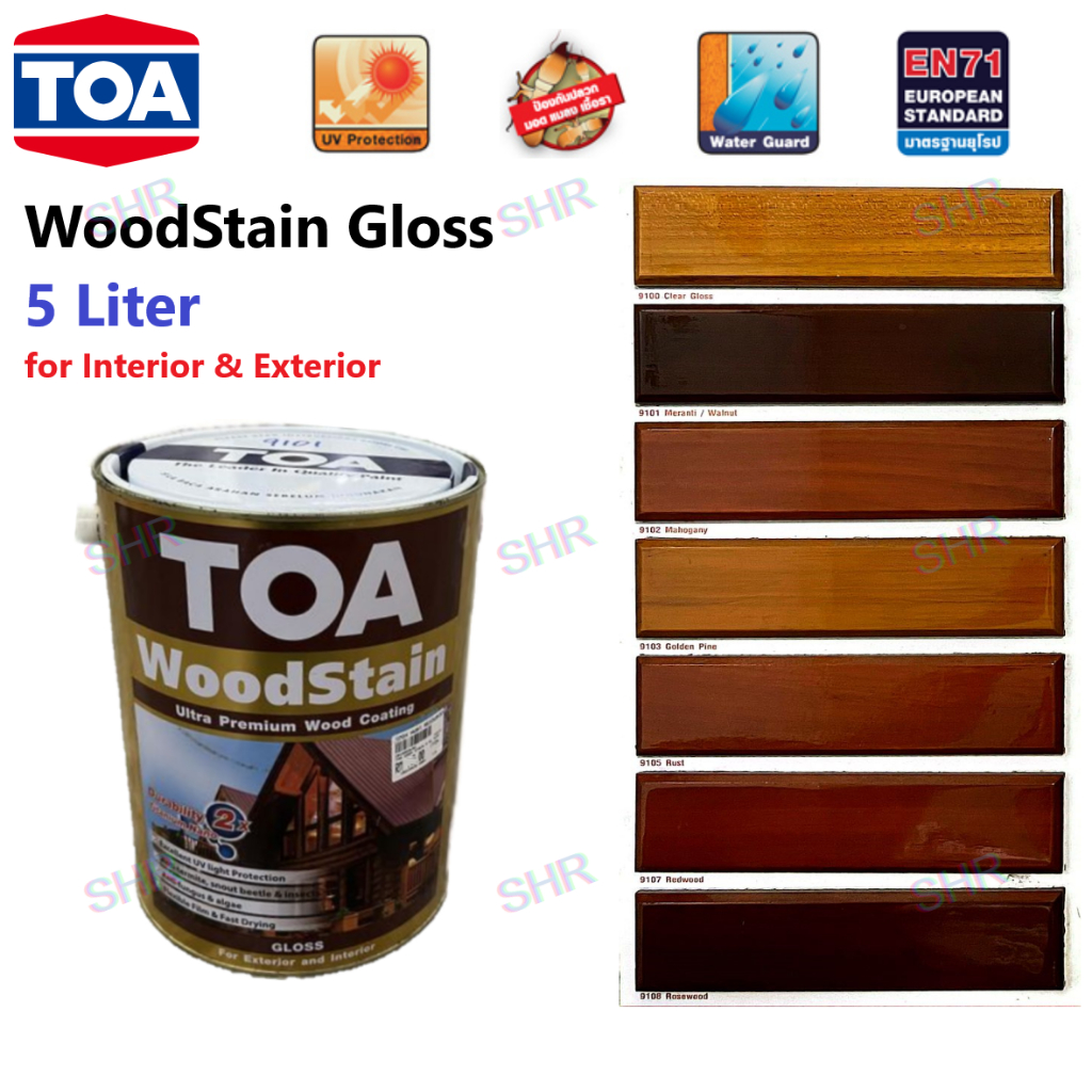 TOA WoodStain Gloss 5 Liter Wood Paint for Interior and Exterior / Cat Kayu / Shellac / 木漆 ...