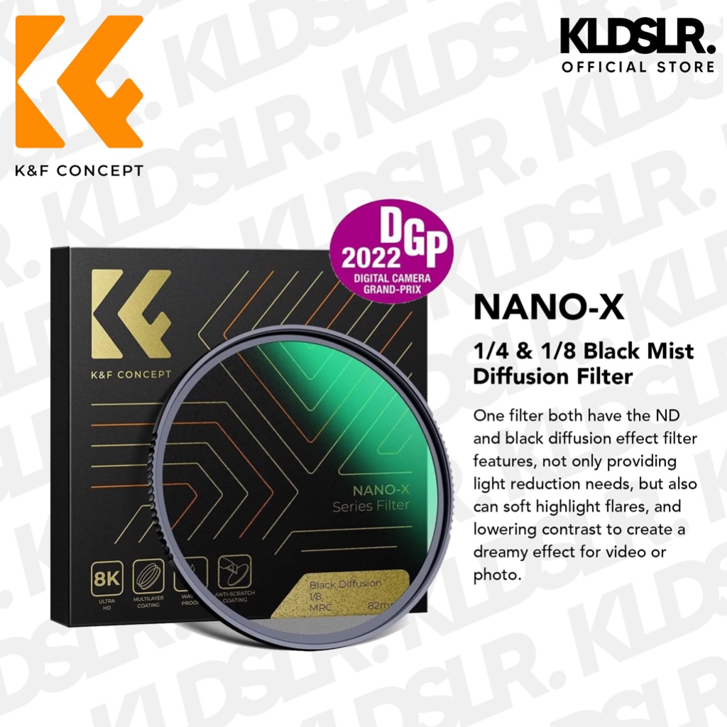 K&F Concept Nano-X Black Mist Diffusion 1/4 1/8 Special Effect Soft Filter Double Side Multi ...