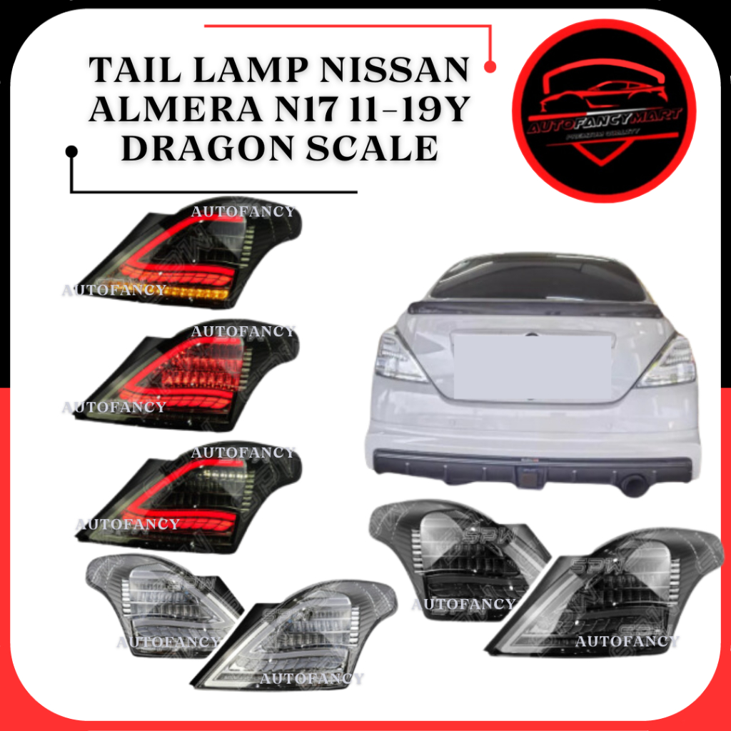 NISSAN ALMERA N17 2011 - 2019 TAIL LAMP LIGHT RUNNING DRAGON ALBINO ...