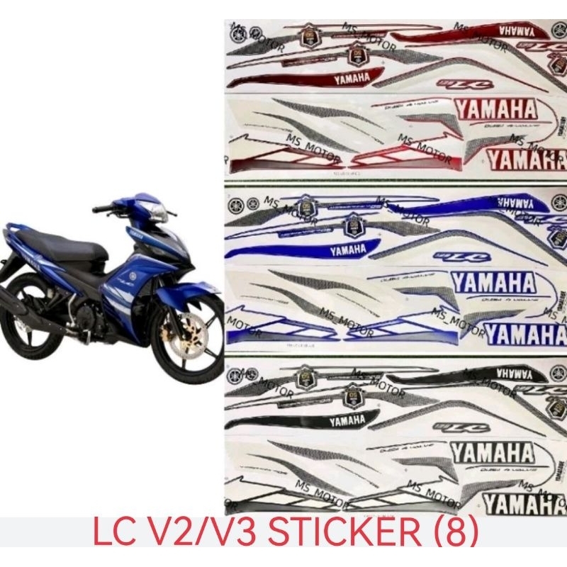 LC135 V2 V3 BODY COVER STICKER STRIPE COVER SET 50TH (8) BLUE BLACK RED ...