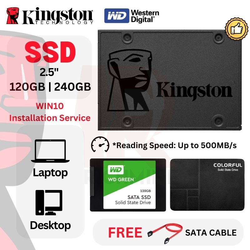 {Terpakai} SSD Kingston Colorful WD And Random 120GB 240GB SSD 2.5”SATA ...
