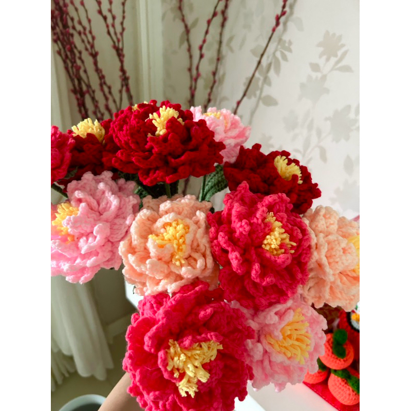 READY STOCK CNY Decoration 2025/READY STOCK Crochet Peony Flower ...
