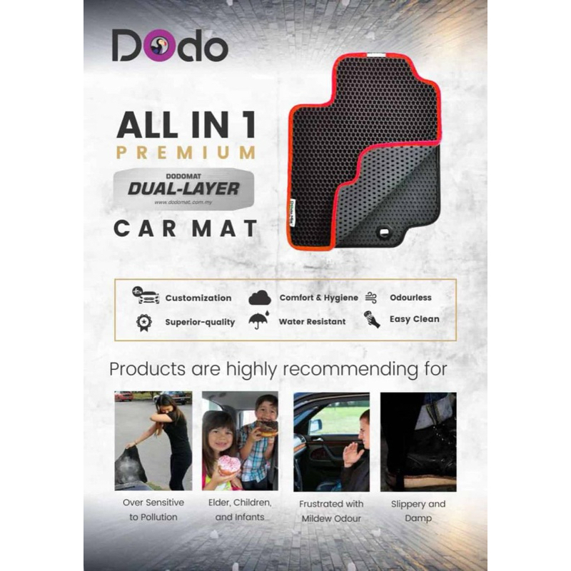 Dodo All In 1 Premium Anti - Slip Dual Layer Car Mat (Customized ...