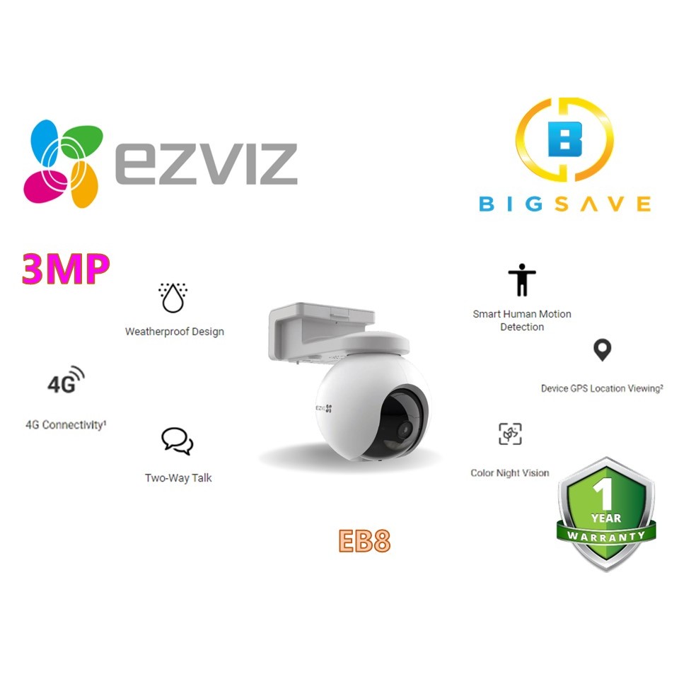 EZVIZ 3MP EB8 2K 4G BATTERY-POWERED WIRELESS OUTDOOR SECURITY CAMERA ...