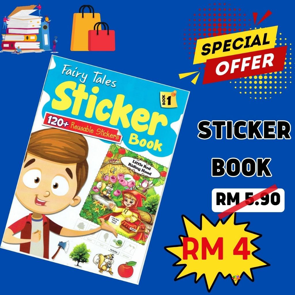 Fairy Tales Sticker Book | 120+ Reusable Stickers | Buku Sticker Kanak ...