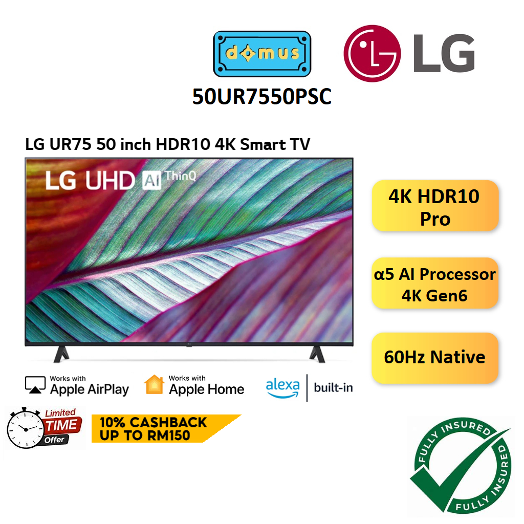 LG Smart TV 50 Inch 4K UHD UR7550 50" Smart TV Murah Television 电视机 電視機 ...